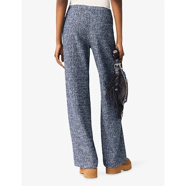 Maje Wide-leg High-rise Tweed Trousers