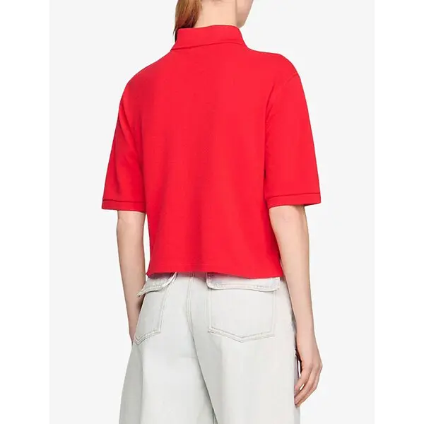 Sandro Button-embellished Embroidered Cotton Polo Shirt