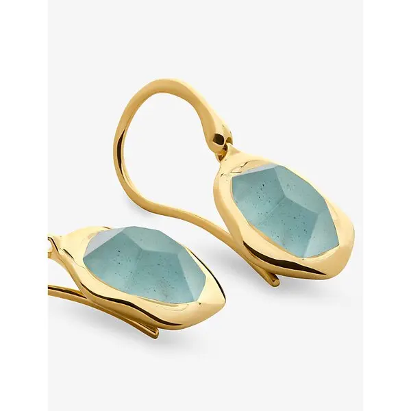 Monica Vinader 18ct Yellow Gold Vermeil And Aquamarine Drop Earrings - Blue