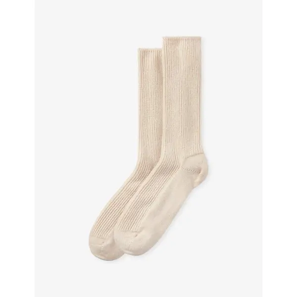 THE WHITE COMPANY Ribbed Mid-calf Cashmere Socks - Camel