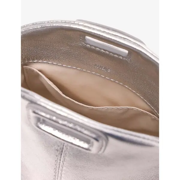 Maje Micro Metallic Leather Shoulder Bag - Silver