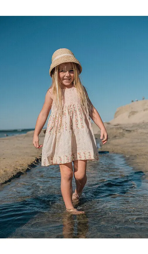 WILD WAWA Cotton Eyelet And Gauze Dress