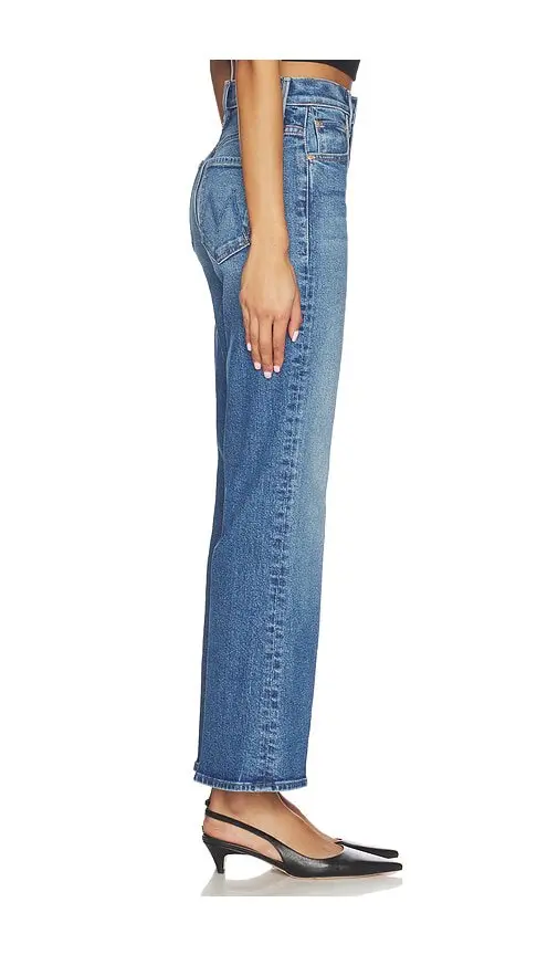 MOTHER High Waisted Stretch Denim Jeans With Whiskering And Fading