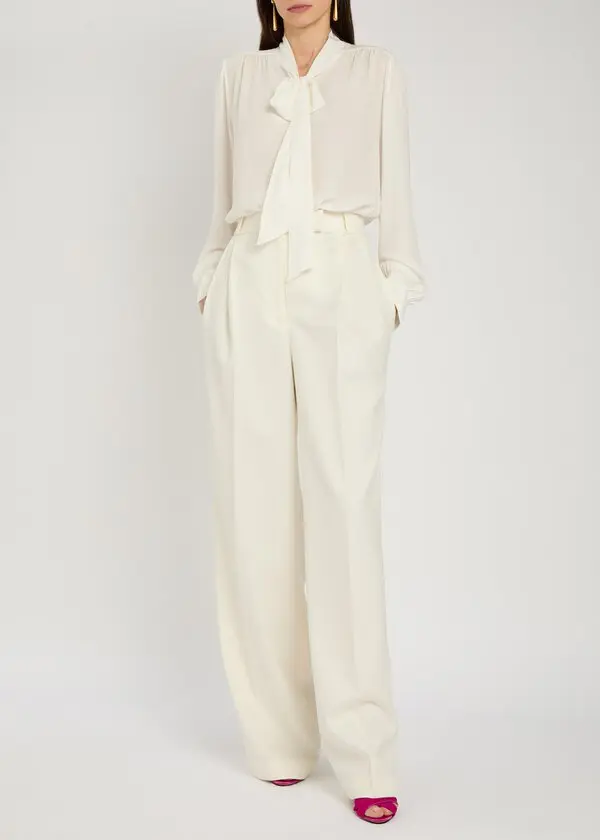 Alice + Olivia Thayer Tie Neck Georgette Blouse