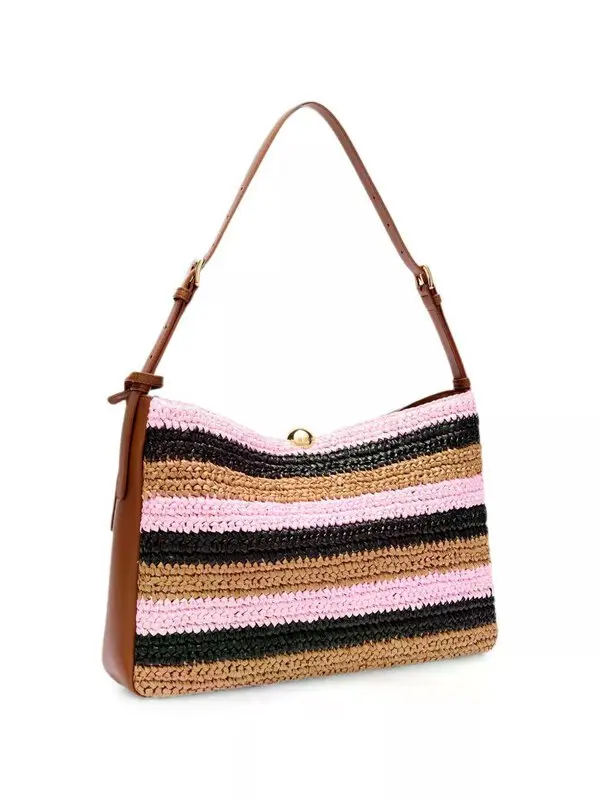 Furla Striped Crochet Raffia Shoulder Bag - Brown