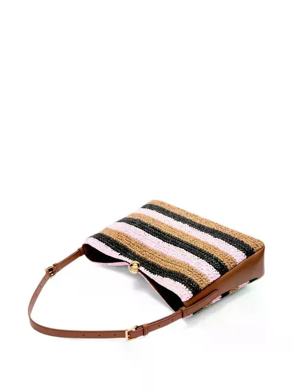 Furla Striped Crochet Raffia Shoulder Bag - Brown