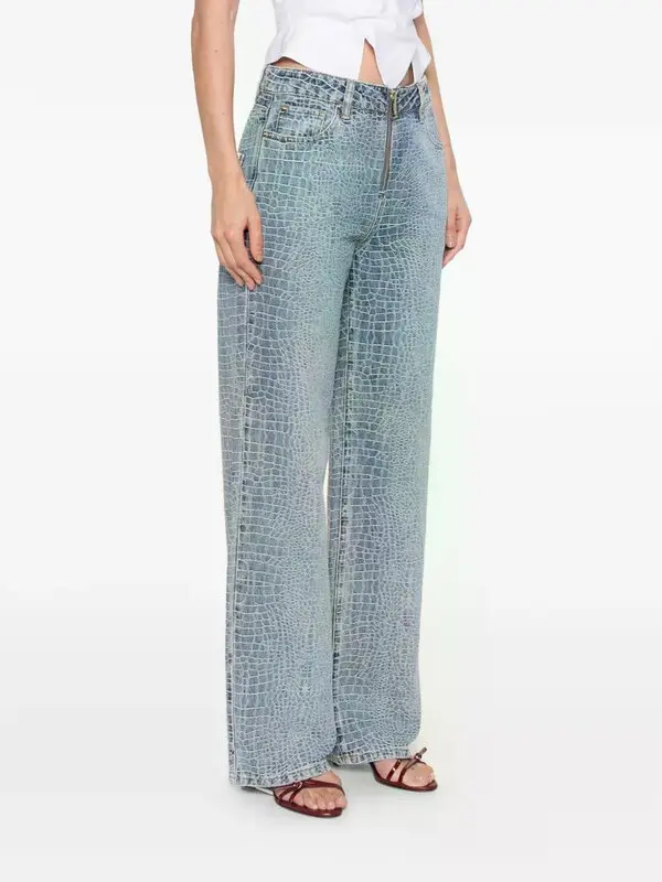 SELF-PORTRAIT Crocodile Effect Zip Jeans