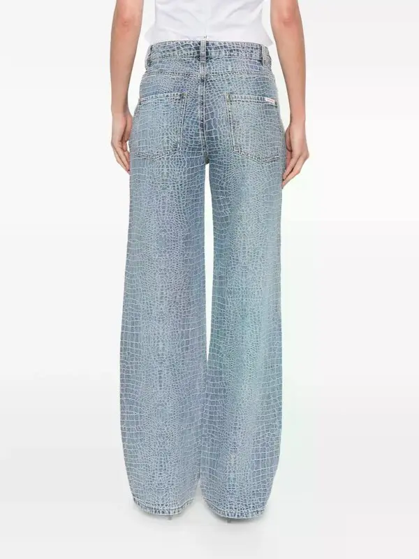 SELF-PORTRAIT Crocodile Effect Zip Jeans