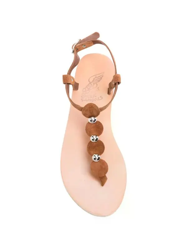 ANCIENT GREEK SANDALS Ilida Studded T-strap Sandals - Brown