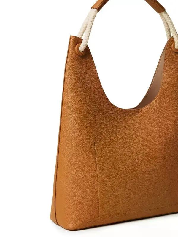TWINSET Pebble-grain Calfskin Leather Rope Handle Tote Bag