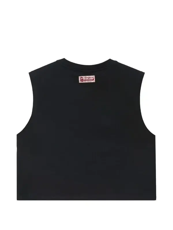 FINGERCROXX Logo Appliqué Cropped Tank Top