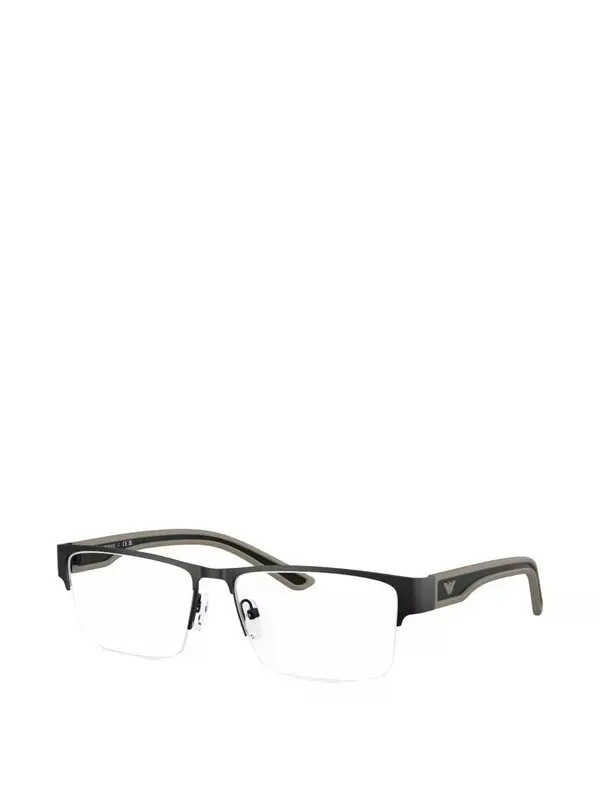 Emporio Armani Rectangle Frame Half Rim Eyeglasses - Black