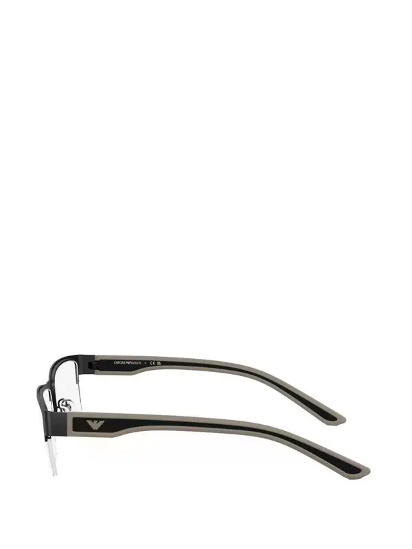 Emporio Armani Rectangle Frame Half Rim Eyeglasses - Black