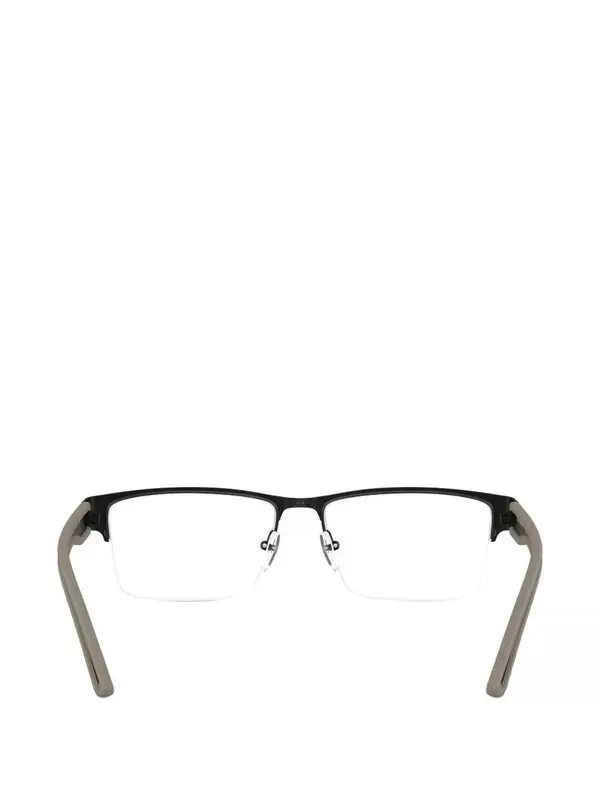 Emporio Armani Rectangle Frame Half Rim Eyeglasses - Black