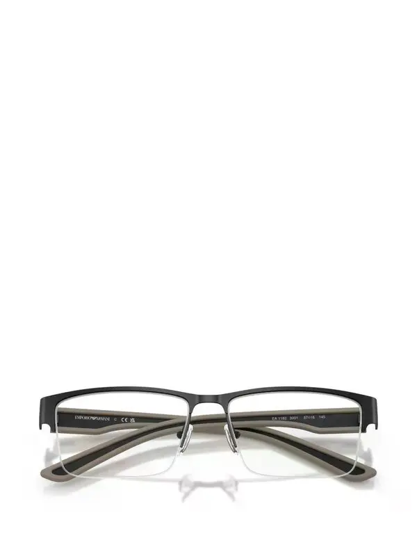 Emporio Armani Rectangle Frame Half Rim Eyeglasses - Black