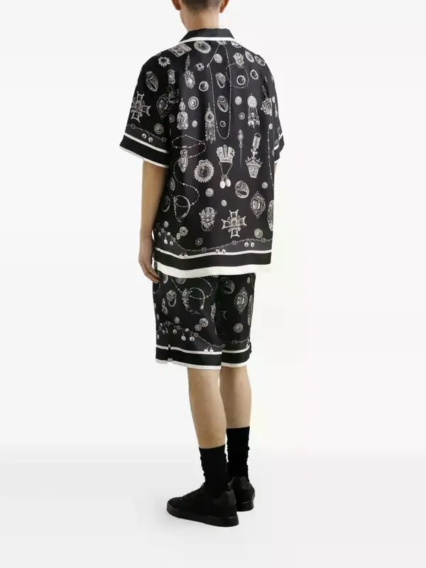 Dolce & Gabbana Silk Jewellery Print Drawstring Shorts