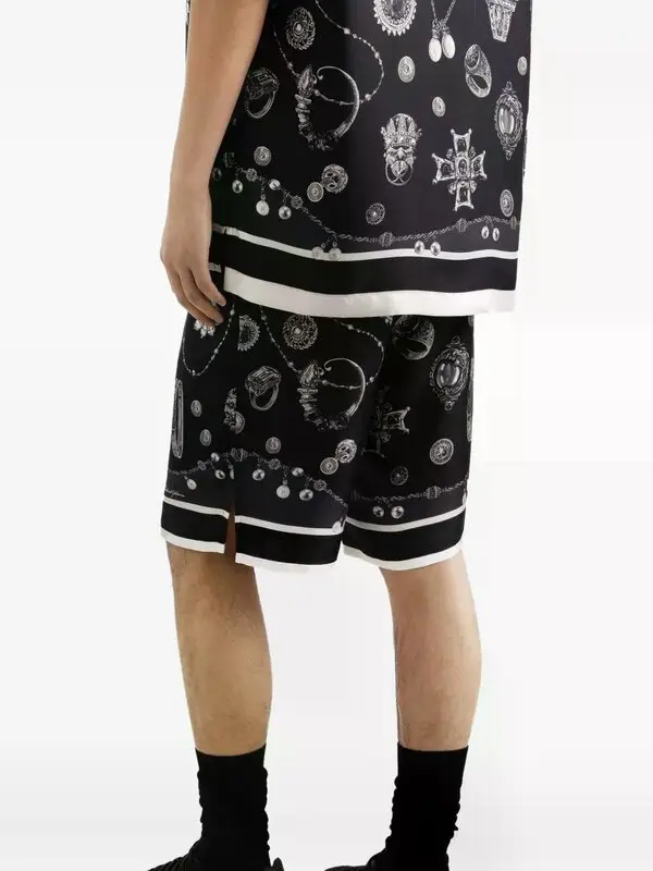 Dolce & Gabbana Silk Jewellery Print Drawstring Shorts