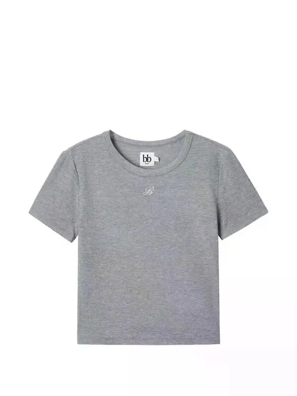 B+AB Ribbed T-shirt With Logo Detail - Grey