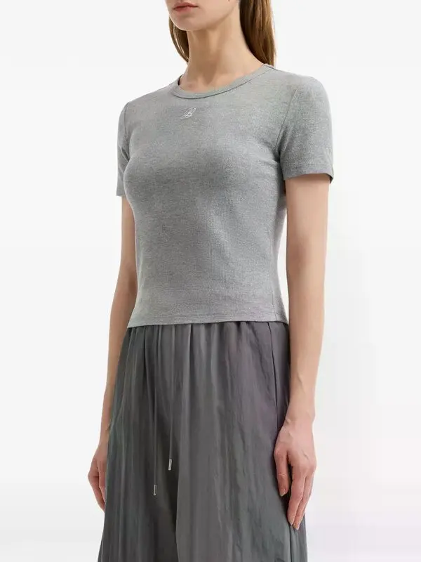 B+AB Ribbed T-shirt With Logo Detail - Grey