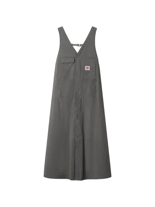 FINGERCROXX Pocket V-neck Midi Dress - Grey