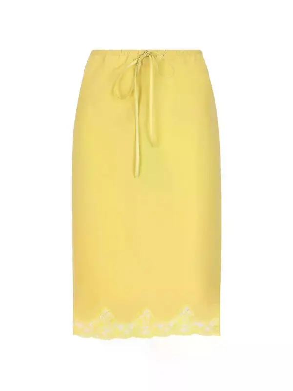 Saint Laurent Lace-trimmed Drawstring Midi Skirt - Yellow