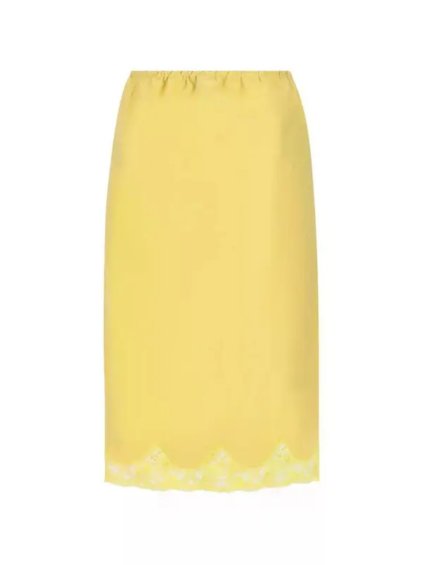 Saint Laurent Lace-trimmed Drawstring Midi Skirt - Yellow