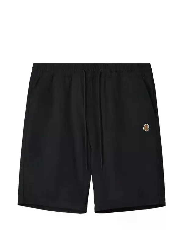 FINGERCROXX Drawstring Cotton Shorts With Patch Detail - Black