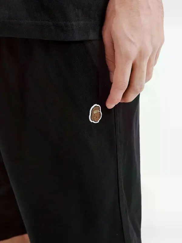 FINGERCROXX Drawstring Cotton Shorts With Patch Detail - Black