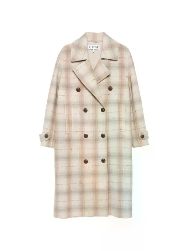 Loewe Double-breasted Check Print Coat - Neutrals