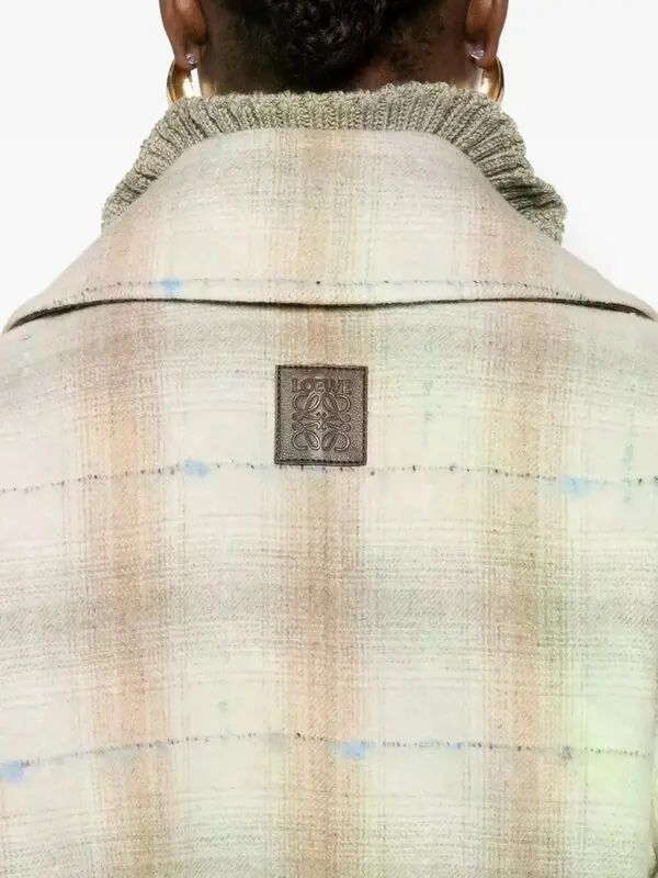 Loewe Double-breasted Check Print Coat - Neutrals