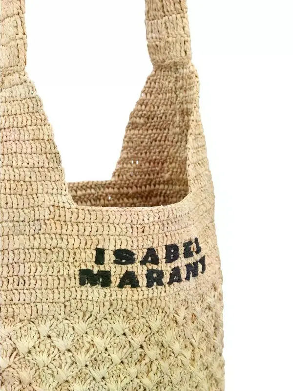 Isabel Marant Étoile Small Praia Logo-embroidered Raffia Tote Bag - Neutrals