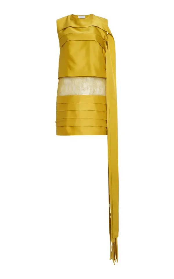 FERRAGAMO Layered Silk Mini Dress - Yellow