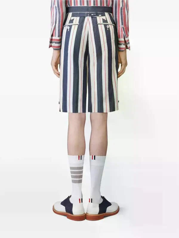 Thom Browne Striped Seersucker Tailored Shorts