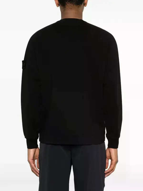Stone Island Long-sleeved Logo-patch Sweatshirt - Black