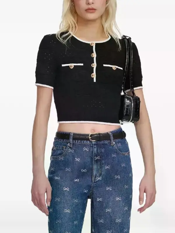 SELF-PORTRAIT Button Trimmed Knitted Top