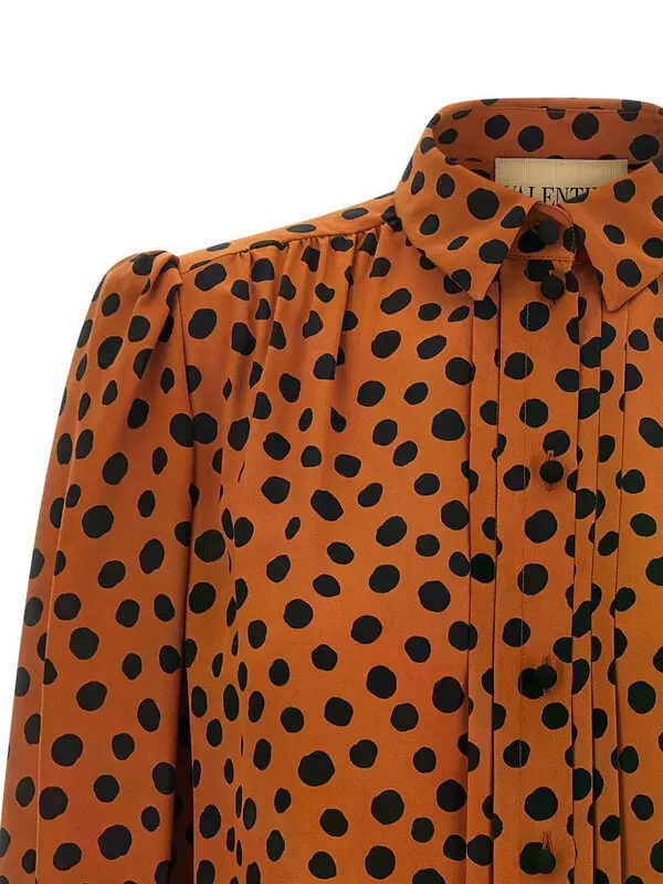 Valentino Garavani Polka Dot Silk Shirt - Brown
