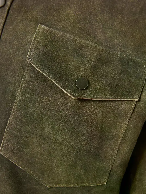 GIORGIO BRATO Leather Shirt Jacket With Chest Pockets - Green
