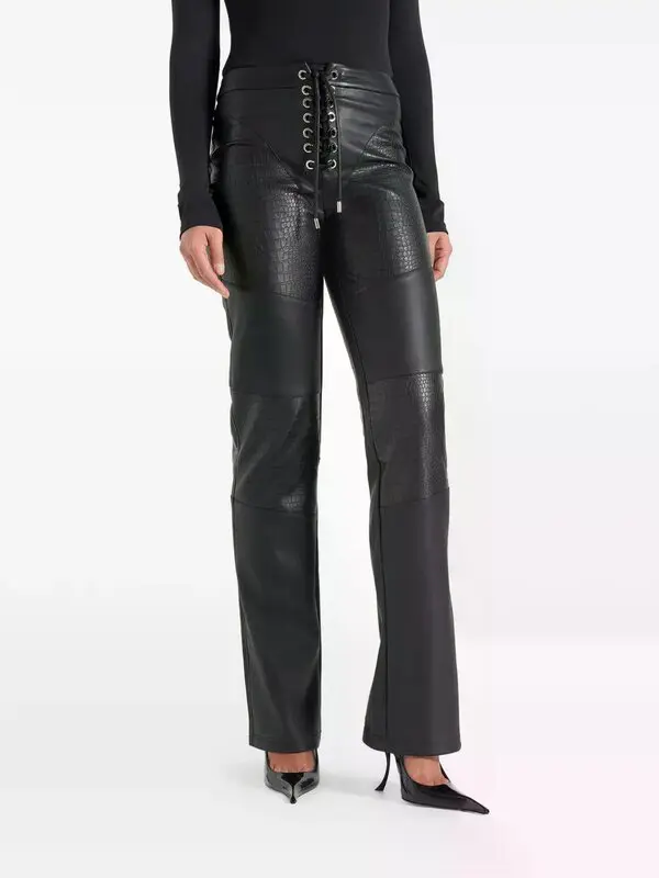 Manière De Voir Croc-embossed Lace-up Trousers