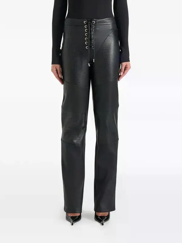 Manière De Voir Croc-embossed Lace-up Trousers