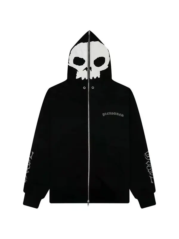 PLEASURES Skull Zip-up Hoodie - Black