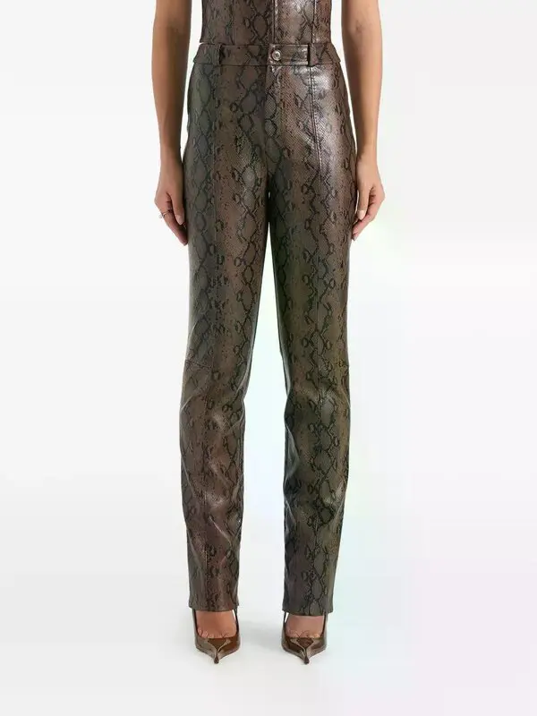 Manière De Voir Lucia Python-effect Trousers - Brown