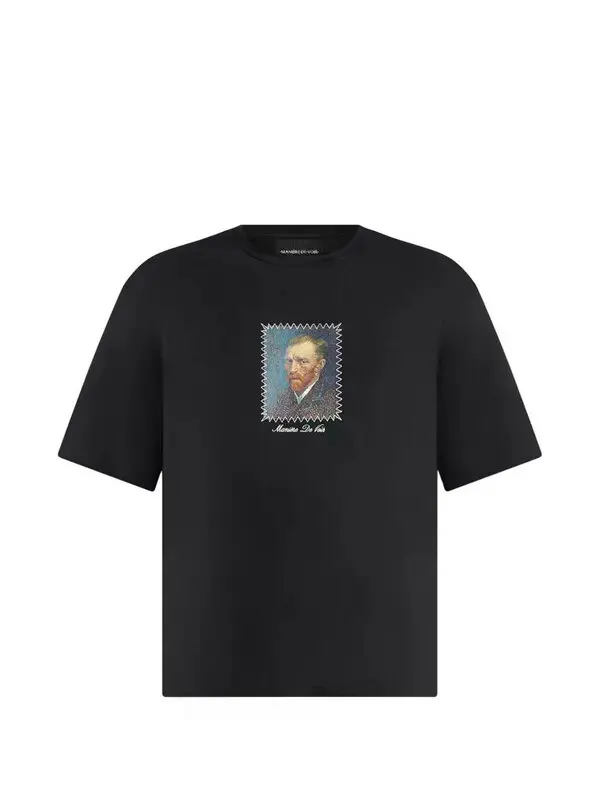 Manière De Voir Anders Cafe Terrace At Night Graphic T-shirt - Black