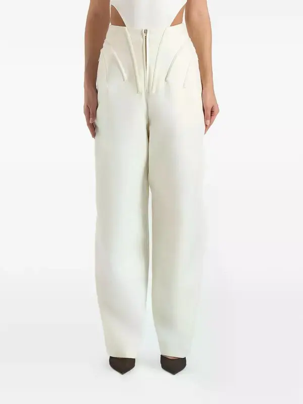 Manière De Voir Corset Zip Palazzo Trousers - Neutrals