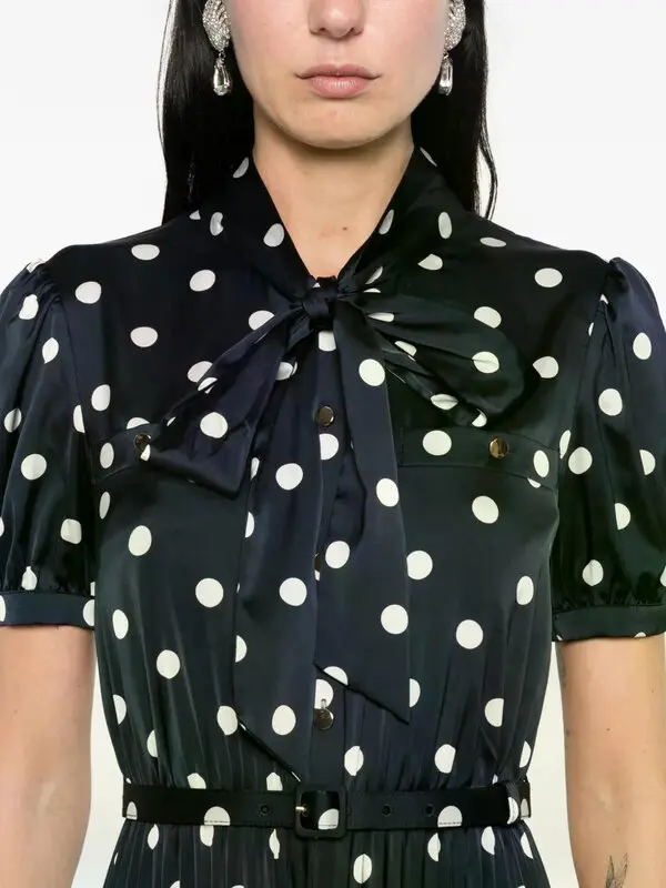 SELF-PORTRAIT Polka Dot Pleated Midi Dress