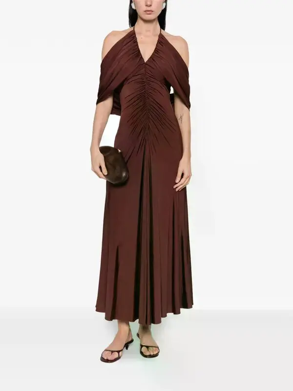 SELF-PORTRAIT V-neck Ruched Midi Dress