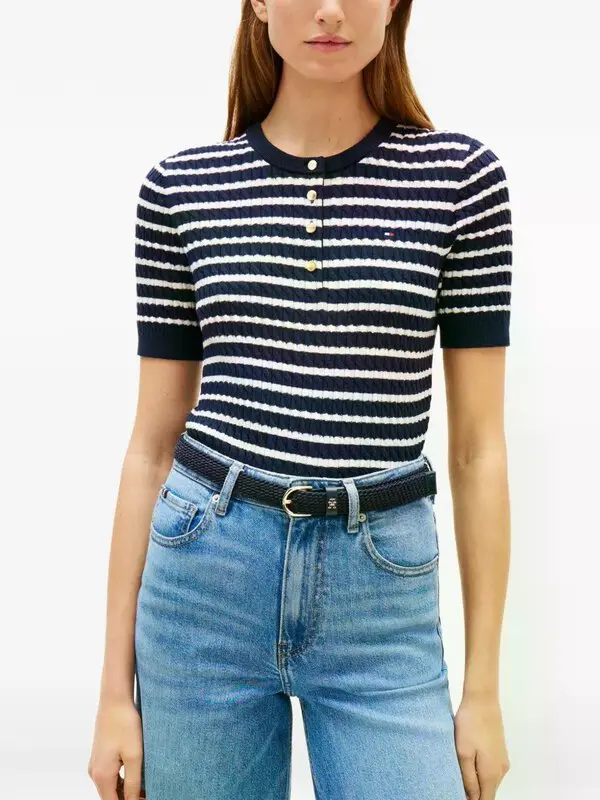 Tommy Hilfiger Striped Button-up T-shirt