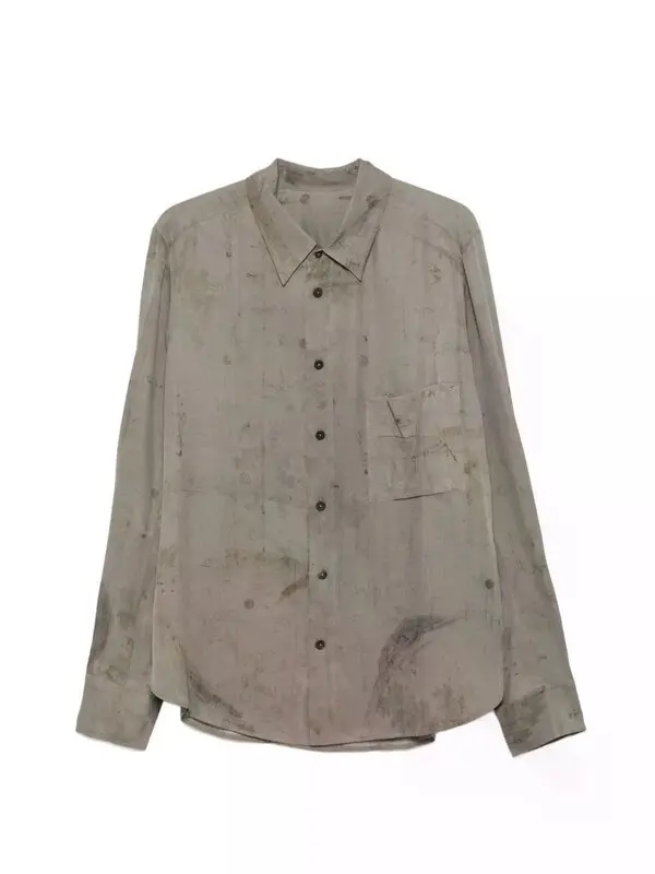 ZIGGY CHEN Pocket Print Shirt - Grey