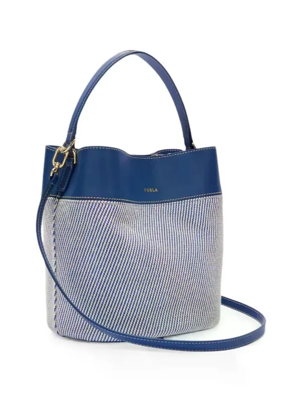Furla Amelia Striped Canvas Bucket Bag - Blue
