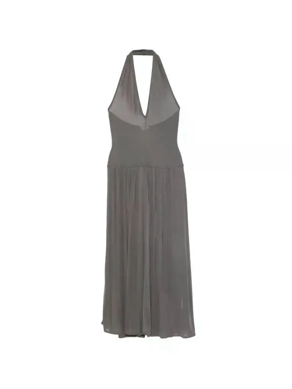 ST. AGNI Halterneck V-neck Midi Dress - Grey