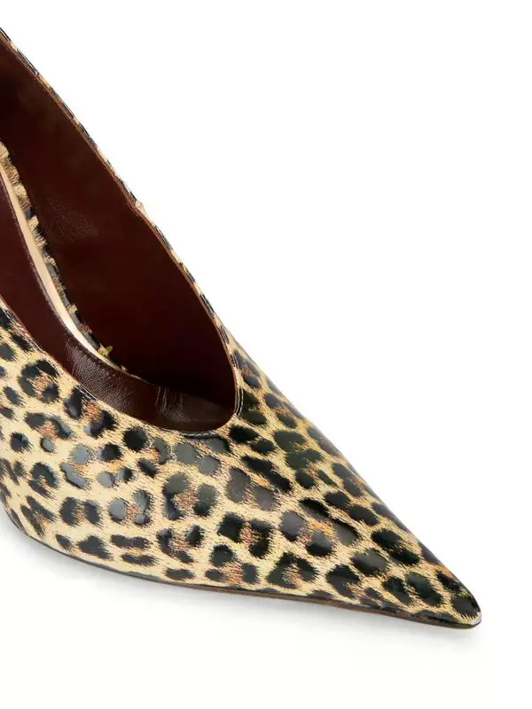 Roberto Cavalli Leopard Print Leather Pumps With Chain Detail